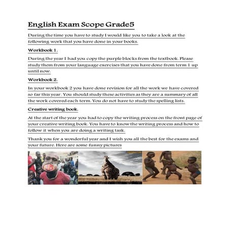 English exam scope grade5 | DOCX