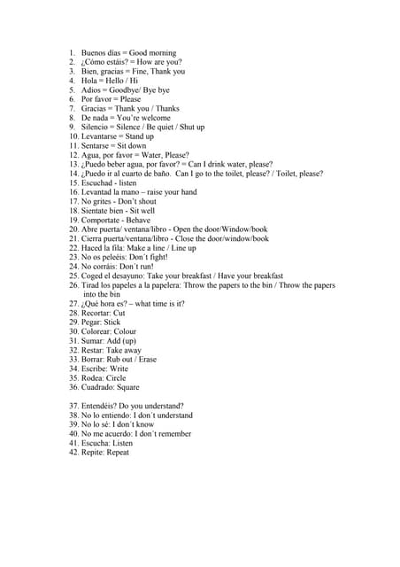 30 common classroom language expressions | DOC