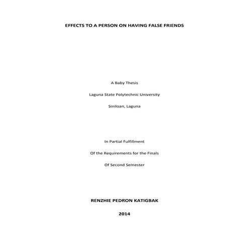 Effects on Having False Friends | DOCX