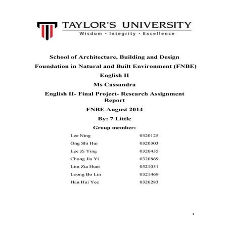 English final assignment research report | PDF