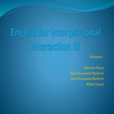 English for interpersonal interaction III | PPT
