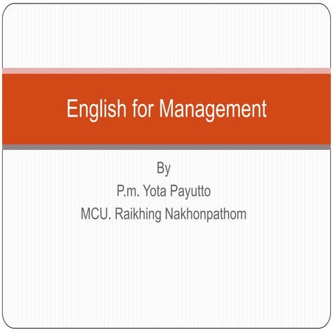 English for management | PPTX | Business Administration | Business