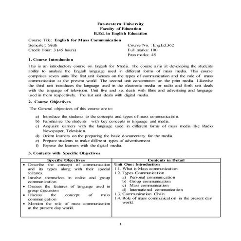 English for mass communication | DOCX