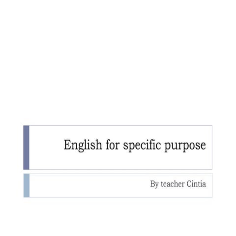 English for specific purposes 1 | PPT