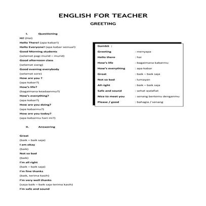 English for teacher how is everything | PDF