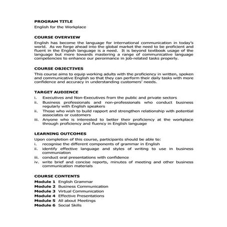 English for workplace | PDF