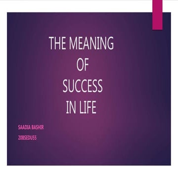 Meaning of Success in life | PPTX