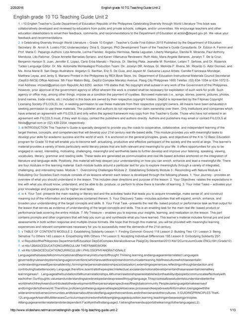 DETAILED LESSON PLAN IN ENGLISH GRADE 10 | DOC