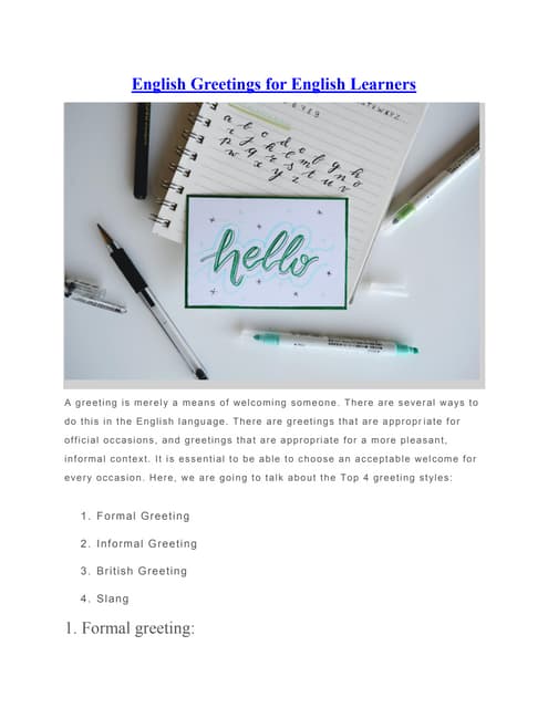 Greetings | PPTX | Resume Writing and Advice | Job Search