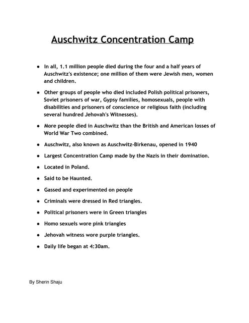 Auschwitz PowerPoint Worksheet | PDF