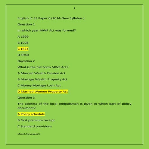 English ic 33 paper 6 to 10 with answers | PDF