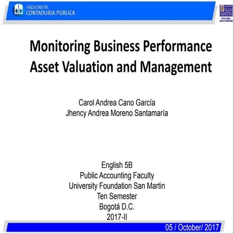Monitoring Business Performance, Asset Valuation and Management | PPTX