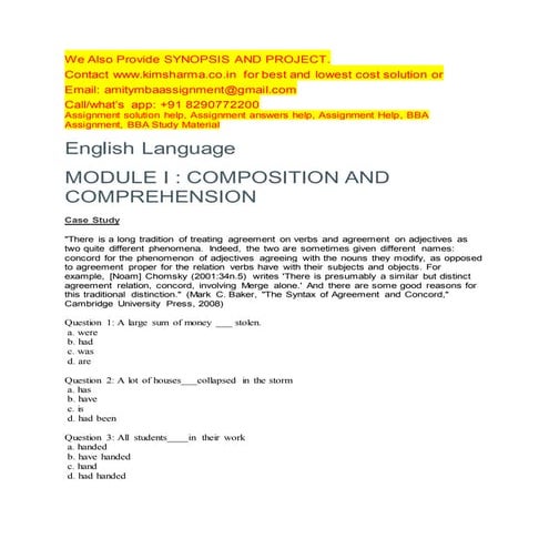 English language BBA Semester 1 | DOCX