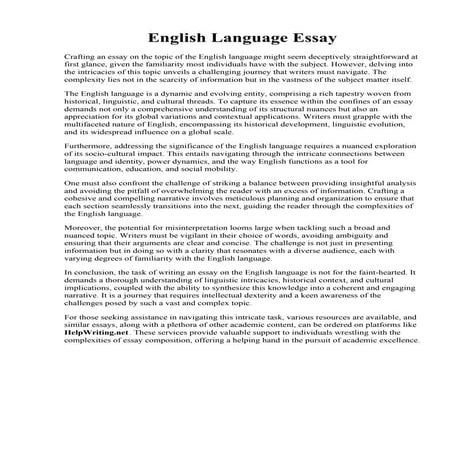 English Language Essay. How to Write a Great Essay Quickly! ESL Buzz | PDF