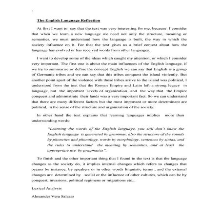 English language reflection | DOCX