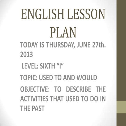 English lesson plan 6 th i | PPTX