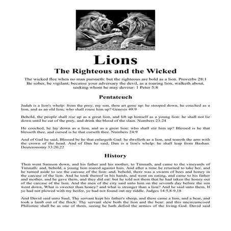 English - Biblical Symbolism and Significance of Lions in Scripture | PDF