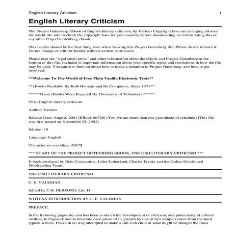 English literary criticism | PDF