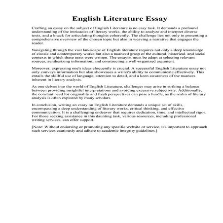 English Literature Essay. English Literature Essay Writing Help ...