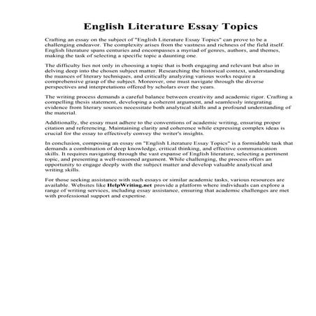 English Literature Essay Topics | PDF