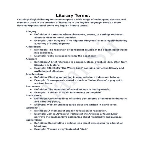 English Literary Terms of Empowering English | PDF