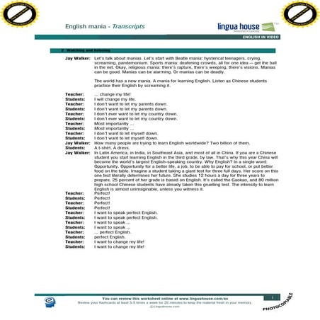 English mania transcript | PDF