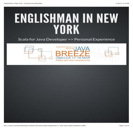 Englishman in new york => scala for java developer | PDF | Web Development | Internet