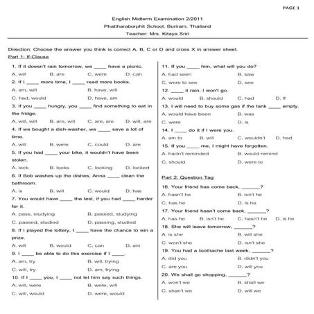 English midterm examination | PDF
