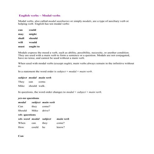 English modal verbs | PDF