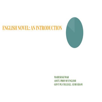 English novel an introduction | PPTX