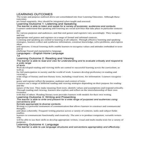 English outcomes and asessment | DOCX