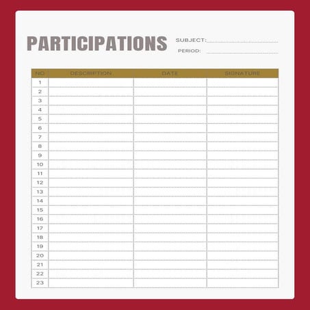 Free participation form - +20 participations | PDF