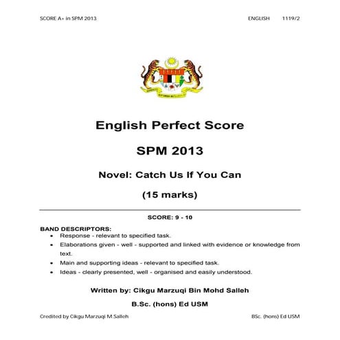 English Perfect Score SPM 2013 | PDF