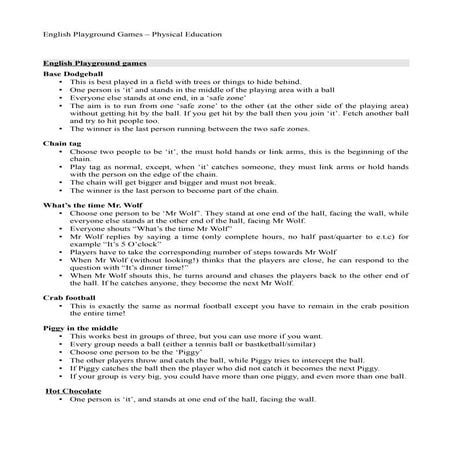 English playground games | PDF