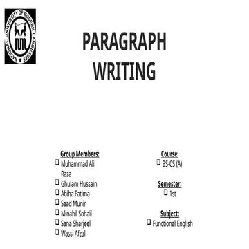 "Mastering the Art of Effective Paragraph Writing" | PPT