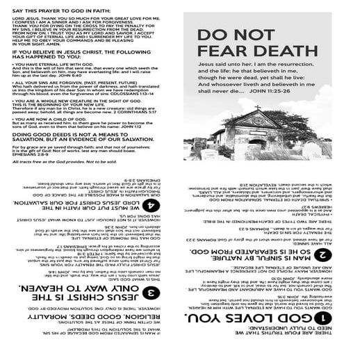English Printable Do Not Fear Death Gospel Tract (Letter Size - 8.5 x ...
