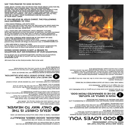 English Printable Gospel Tract - A Memorial to Mary of Bethany (Letter ...