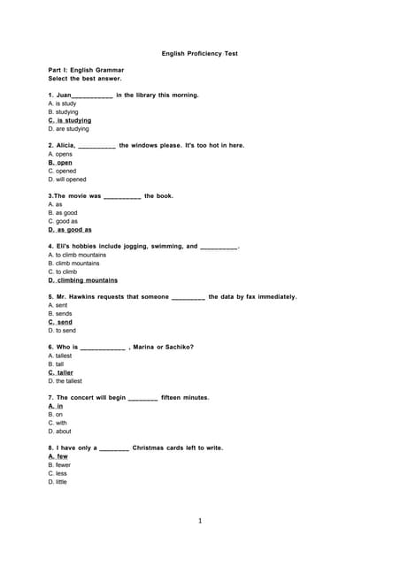 7 Sample Proficiency Test | DOC