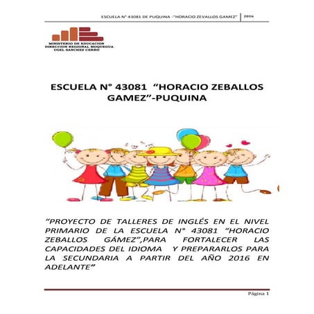 English project elementary school 2016 | PDF