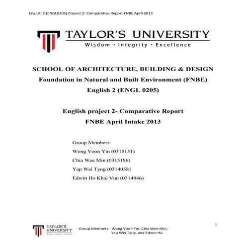 English project 2 report | PDF