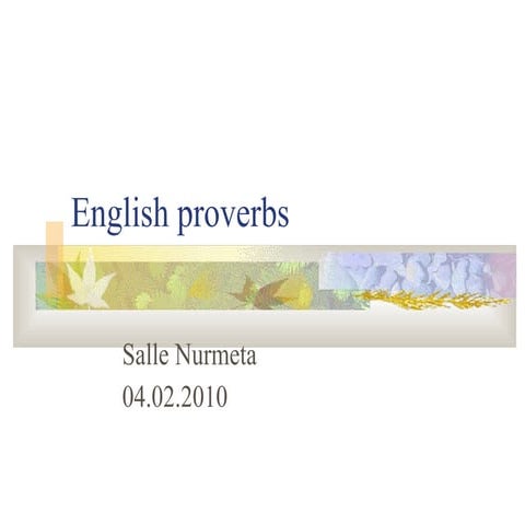 English Proverbs | PPT | Books and Literature