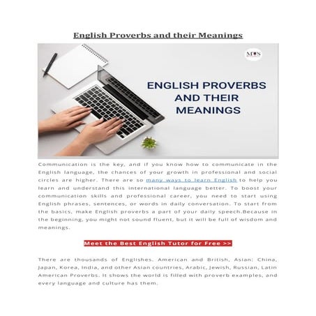 English proverbs and their meanings | PDF