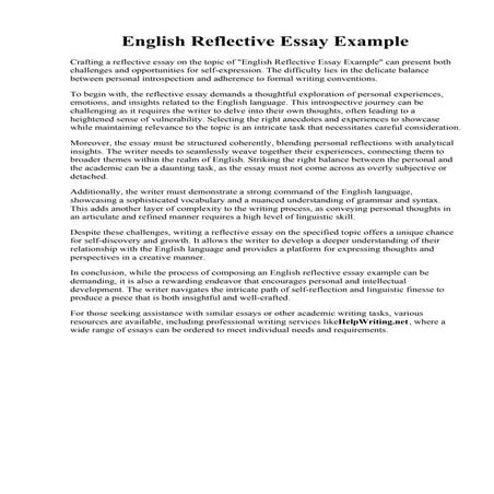 English Reflective Essay Example. Expository essay: Reflective essay ...