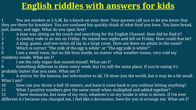 Riddles with answers for kids | PDF
