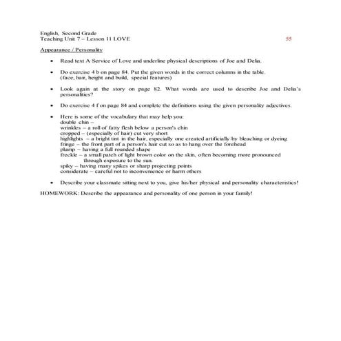 English second grade teaching unit 7 | PDF | Free Download