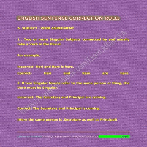 English sentence correction rules | PDF