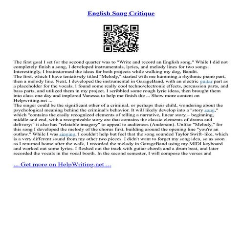 English Song Critique | PDF