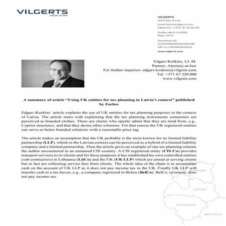 Using UK entities for tax planning in Latvia’s context | PDF