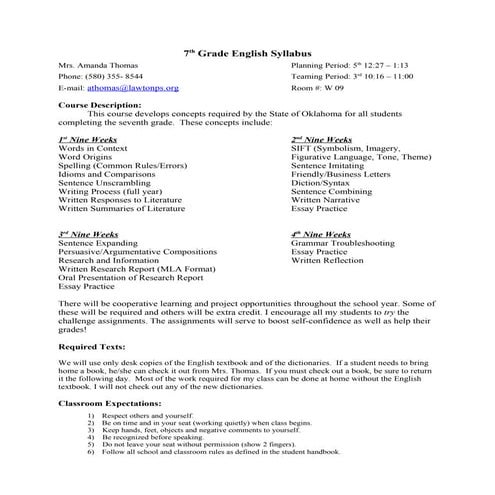English Syllabus | PDF