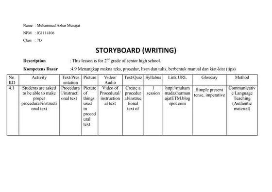 Story board for writing skill | PPT